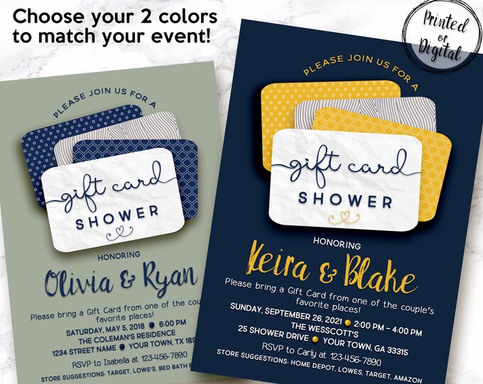 Couples Shower Invitation, Gift Card Invitation, Printable Invitation ...