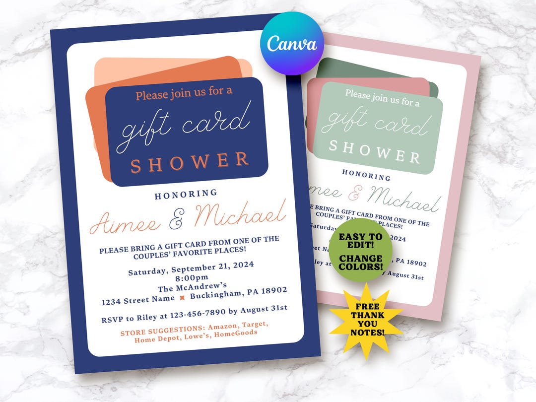 Couples Shower Invitation, Gift Card Invitation, Gift Card Shower ...