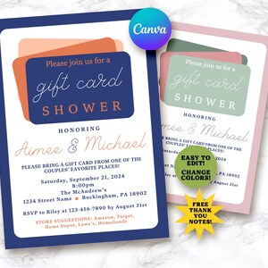 Couples Shower Invitation, Gift Card Invitation, Gift Card Shower ...