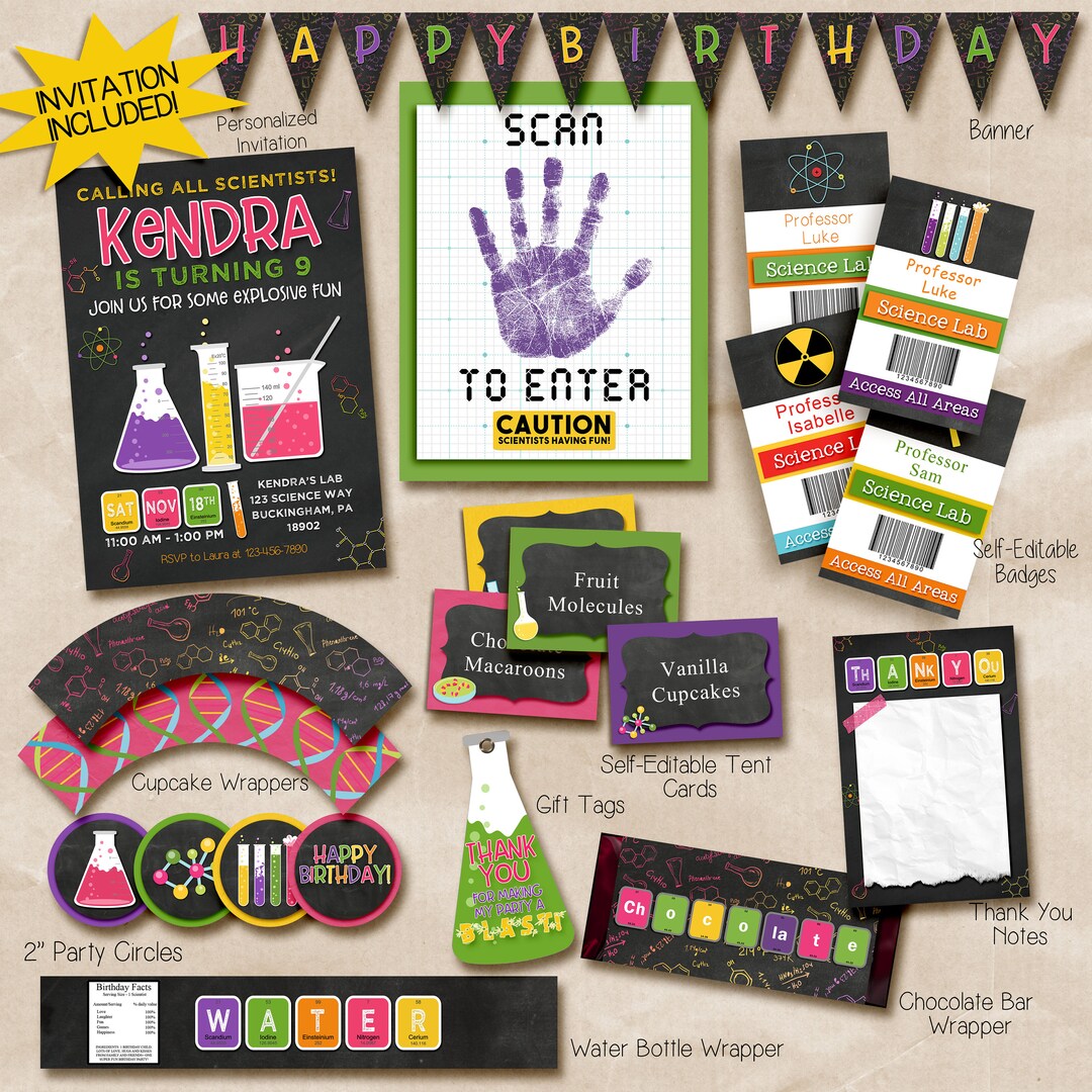 Science Party Invitation & Printable Decorations. Invitation - Etsy