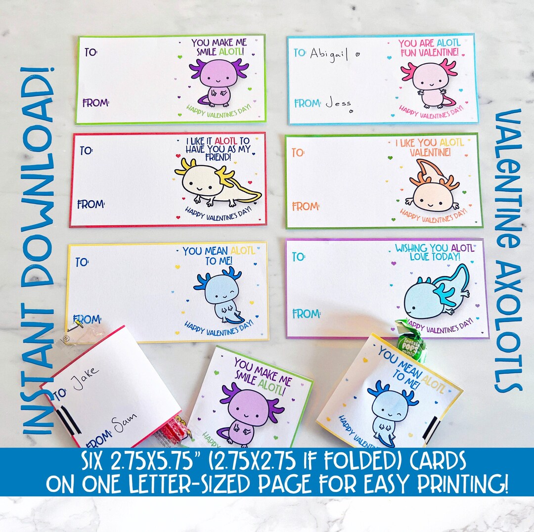 Axolotl Valentine Cards, Axolotl Valentine Card, Valentine Cards ...