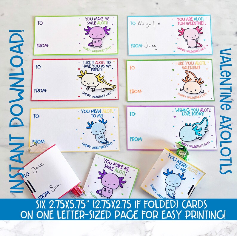 Axolotl Valentine Cards, Axolotl Valentine Card, Valentine Cards ...