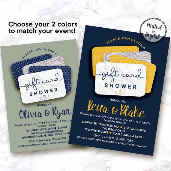 Couples Shower Invitation Gift Card Invitation Printable - Etsy