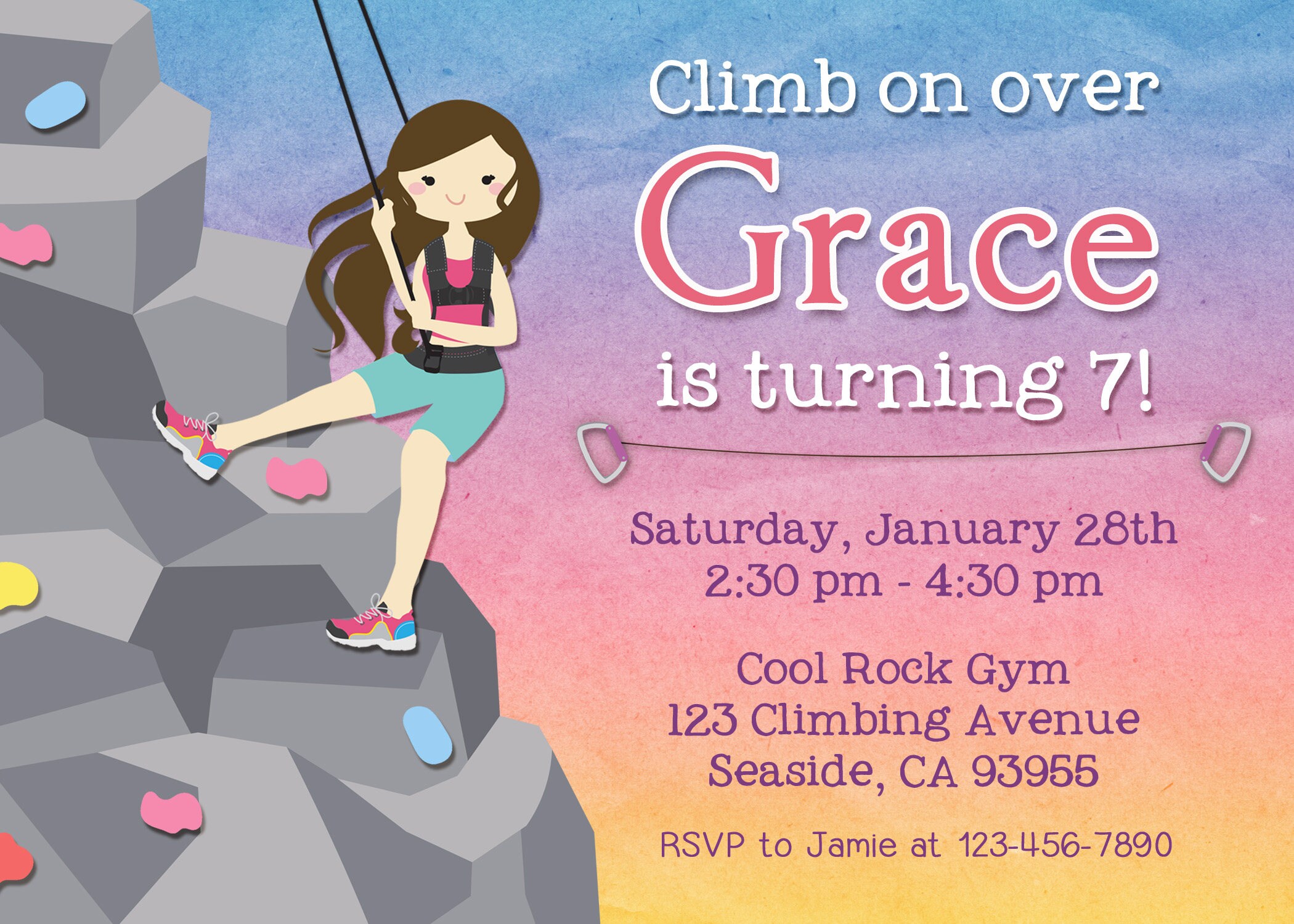 Rock Climbing Birthday Invitation Rock Climbing Invitation | Etsy