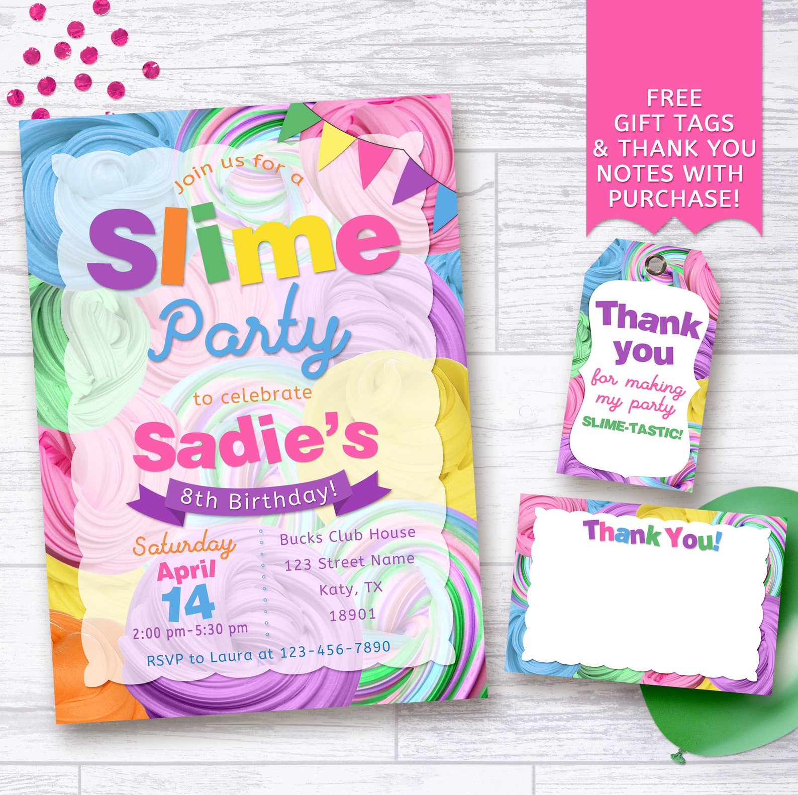 Slime Party Invitation / Slime Birthday Party Invitation / | Etsy