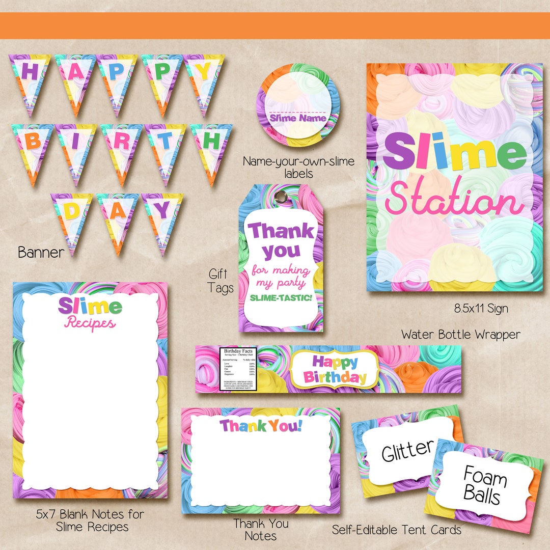 Slime Party Package / Slime Party Package Printable / Slime Printables ...
