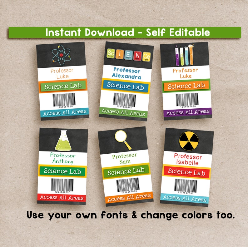 Science Badges. Personalized science party badges. Printable | Etsy