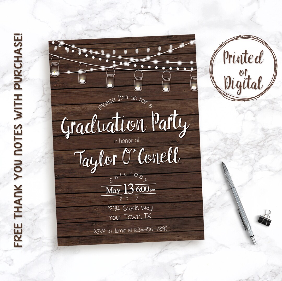 Rustic Graduation Invitation / Graduation Party Invitation / Printable ...