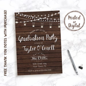 Rustic Graduation Invitation / Graduation Party Invitation / Printable ...