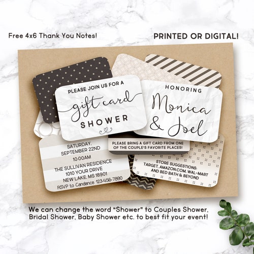 Couples Shower Invitation Gift Card Invitation Printable - Etsy