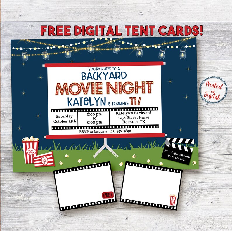 Backyard Movie Night Party Invitation Backyard Movie Night | Etsy Backyard Movie Night Party Invitation Backyard Movie Night | Etsy