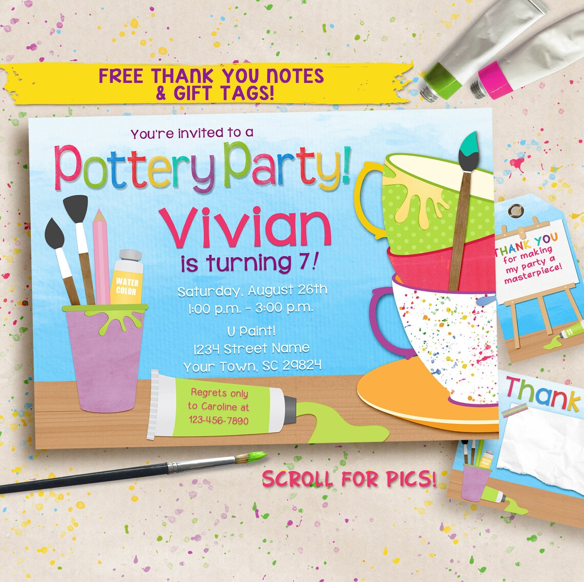 Pottery Party Invitation / Art Party Invitation / Printable - Etsy
