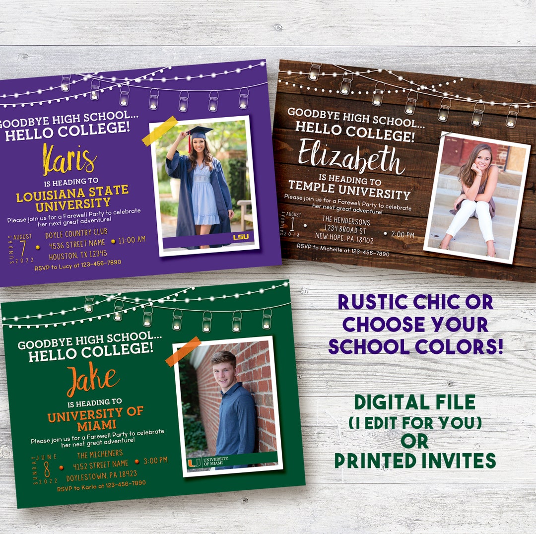 Off to College Party Invitation, Farewell Graduation Party Invitation ...