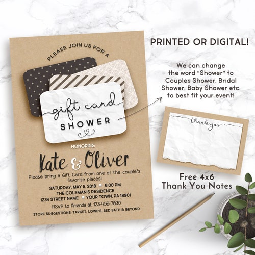 Couples Shower Invitation Gift Card Invitation Printable - Etsy