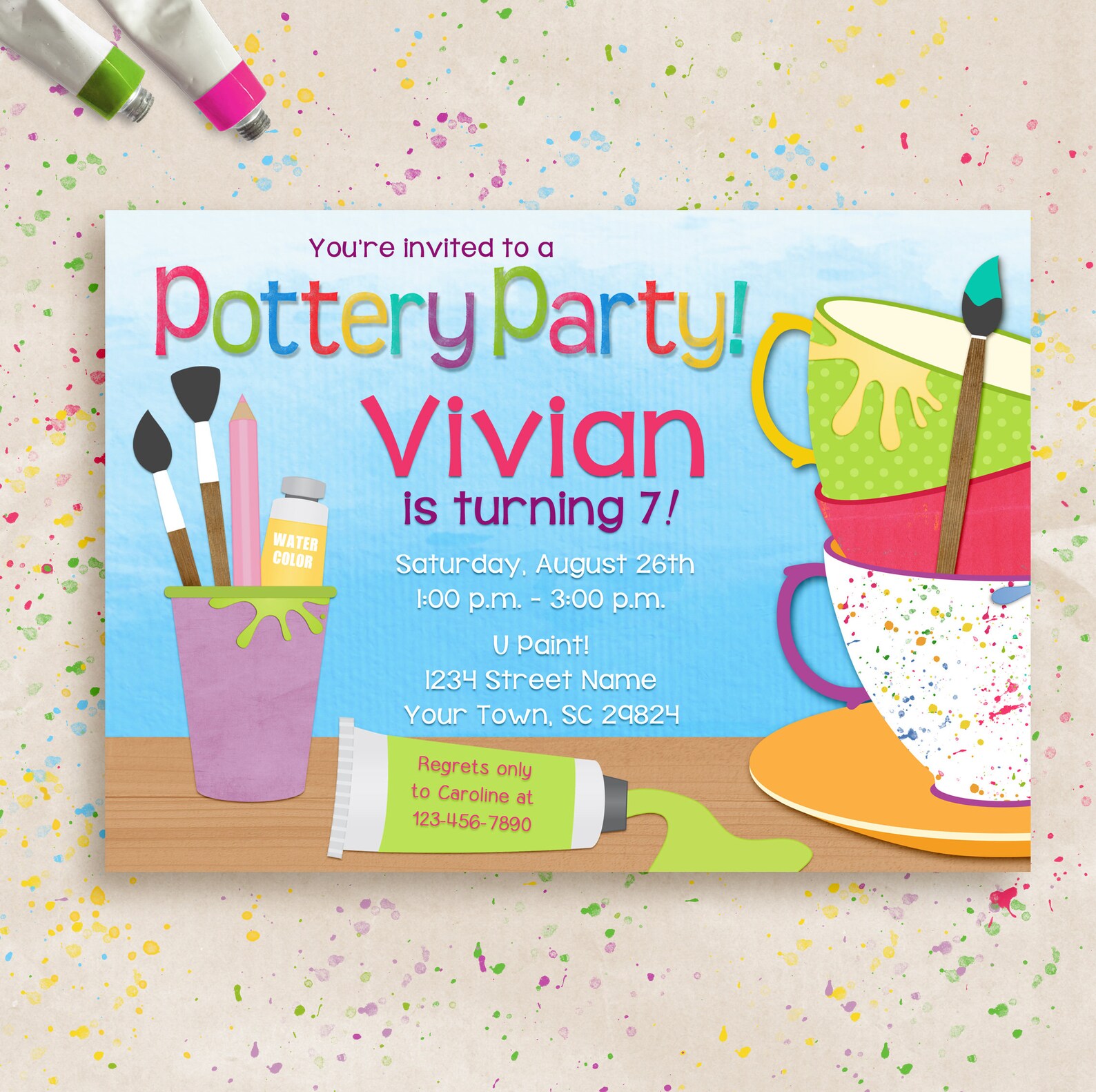 Pottery Party Invitation / Art Party Invitation / Printable - Etsy