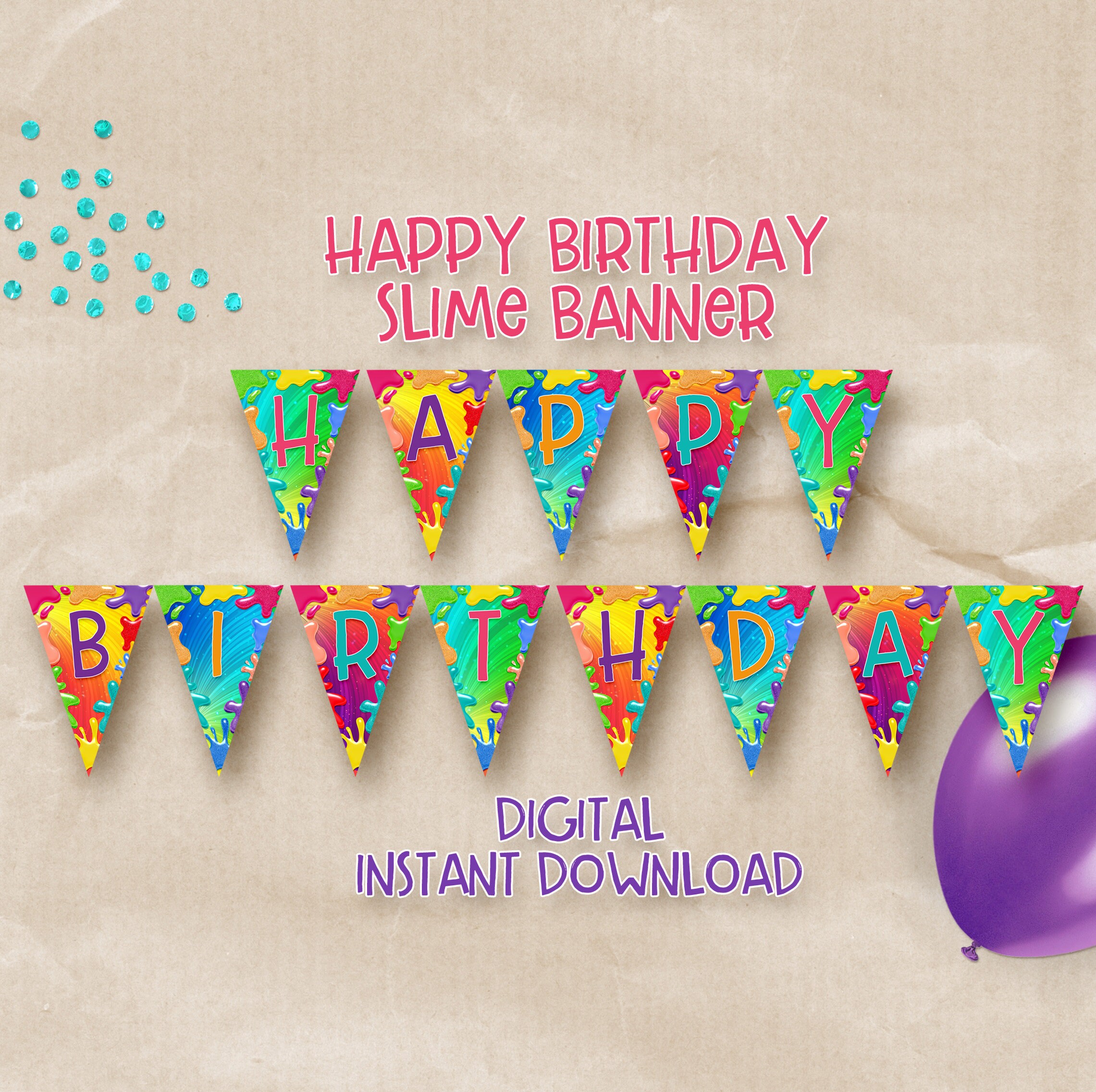 Slime party banner slime banner slime party printables | Etsy