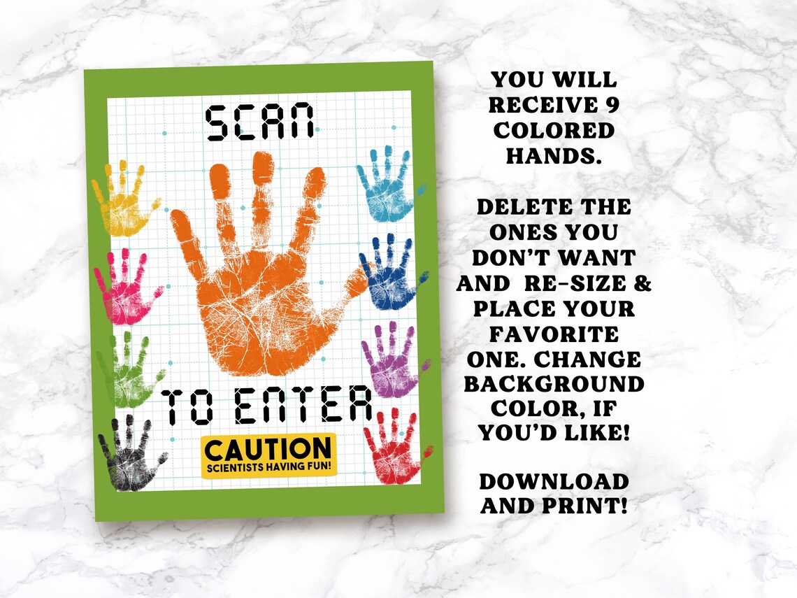 Science Party Welcome Sign, Scan to Enter Sign, Digital File, Editable ...