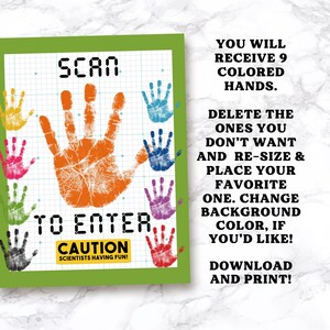 Science Party Welcome Sign, Scan to Enter Sign, Digital File, Editable ...