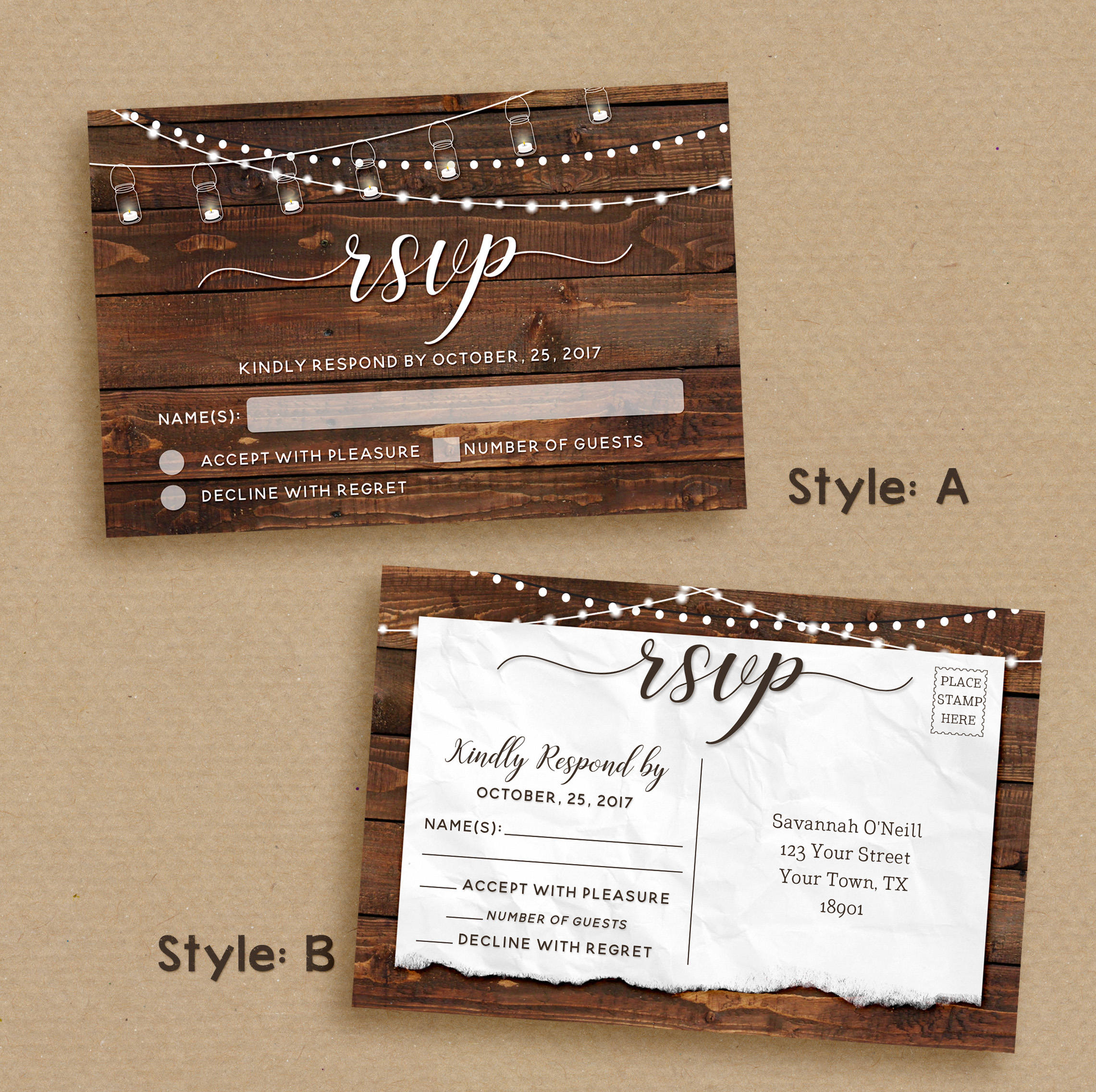 Printable Rustic Rsvp Cards