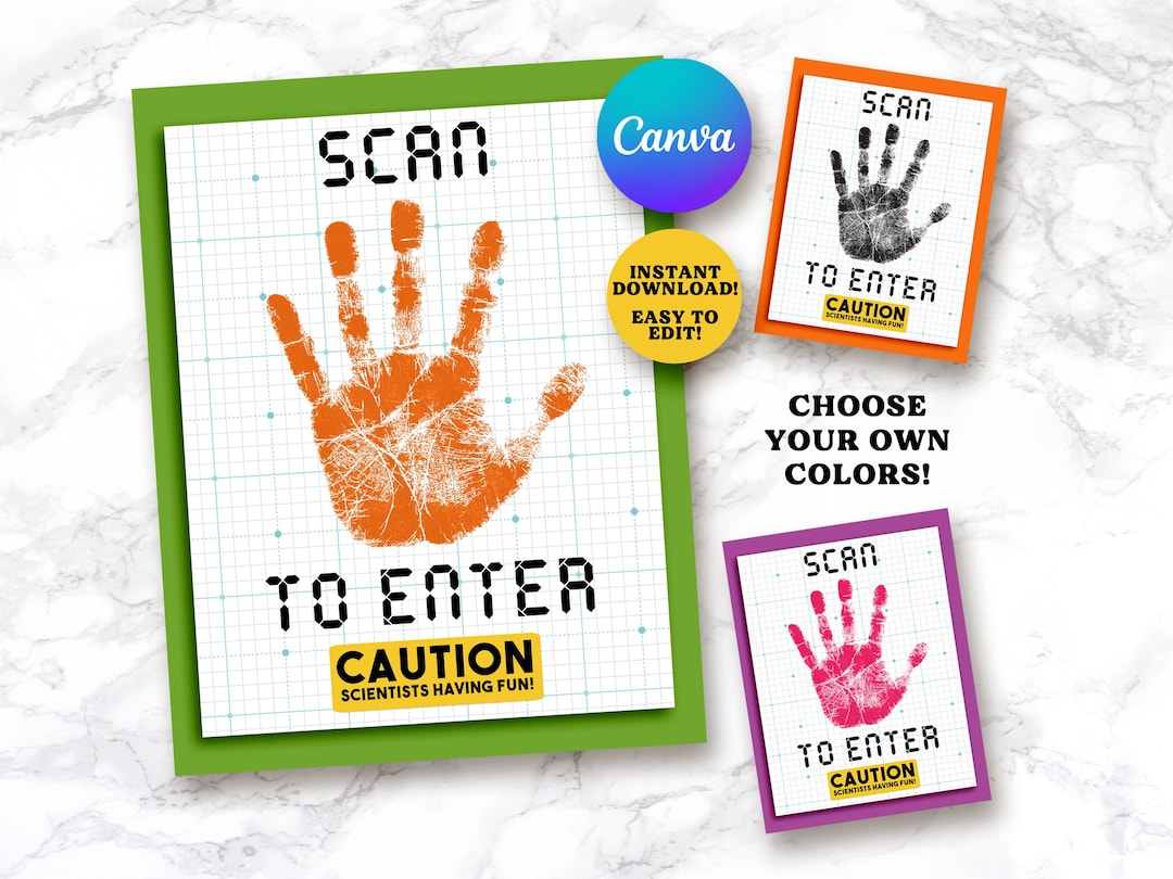 Science Party Welcome Sign, Scan to Enter Sign, Digital File, Editable ...