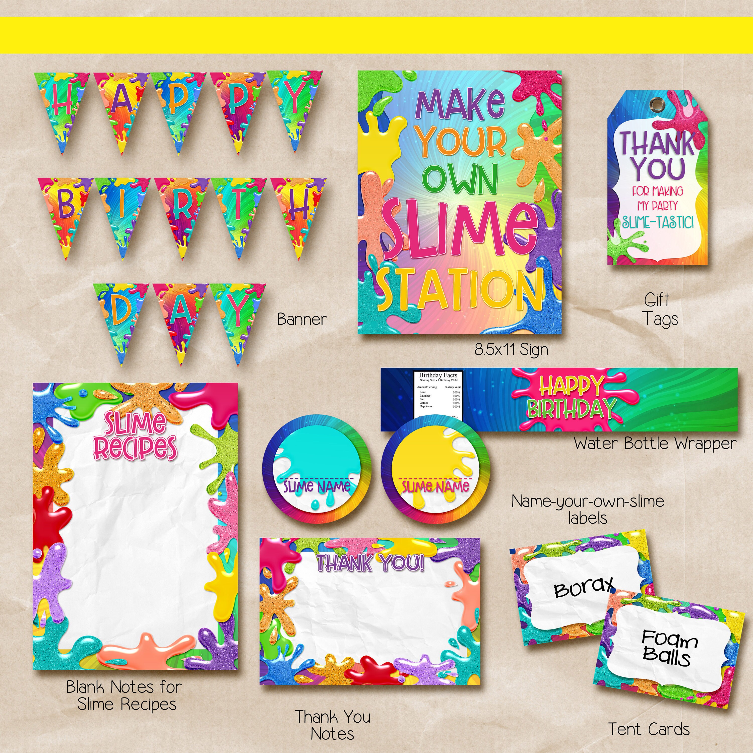 Slime Party Package / Slime Party Package Printable / slime | Etsy
