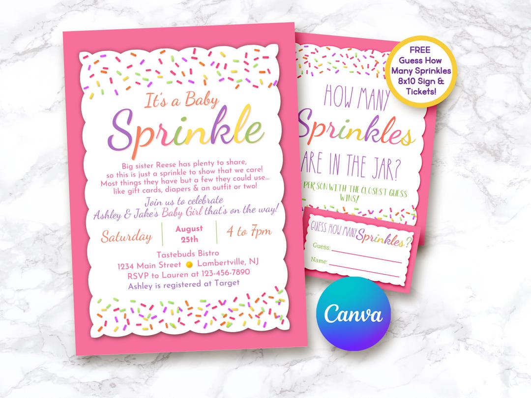 Baby Sprinkle Invitation, Baby Girl Sprinkle Invite, Printable ...