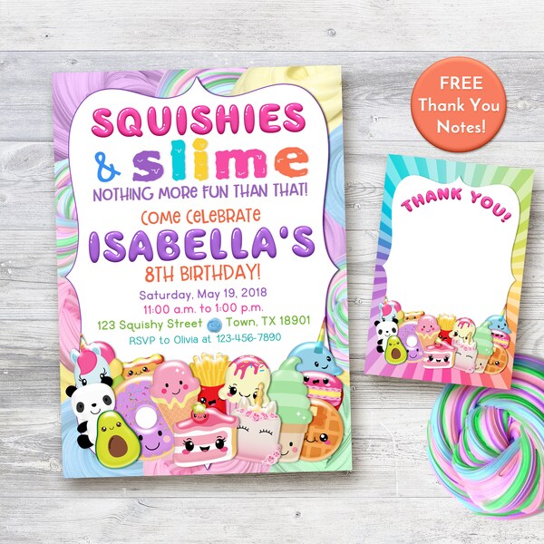 Squishy Party Invitation - Etsy