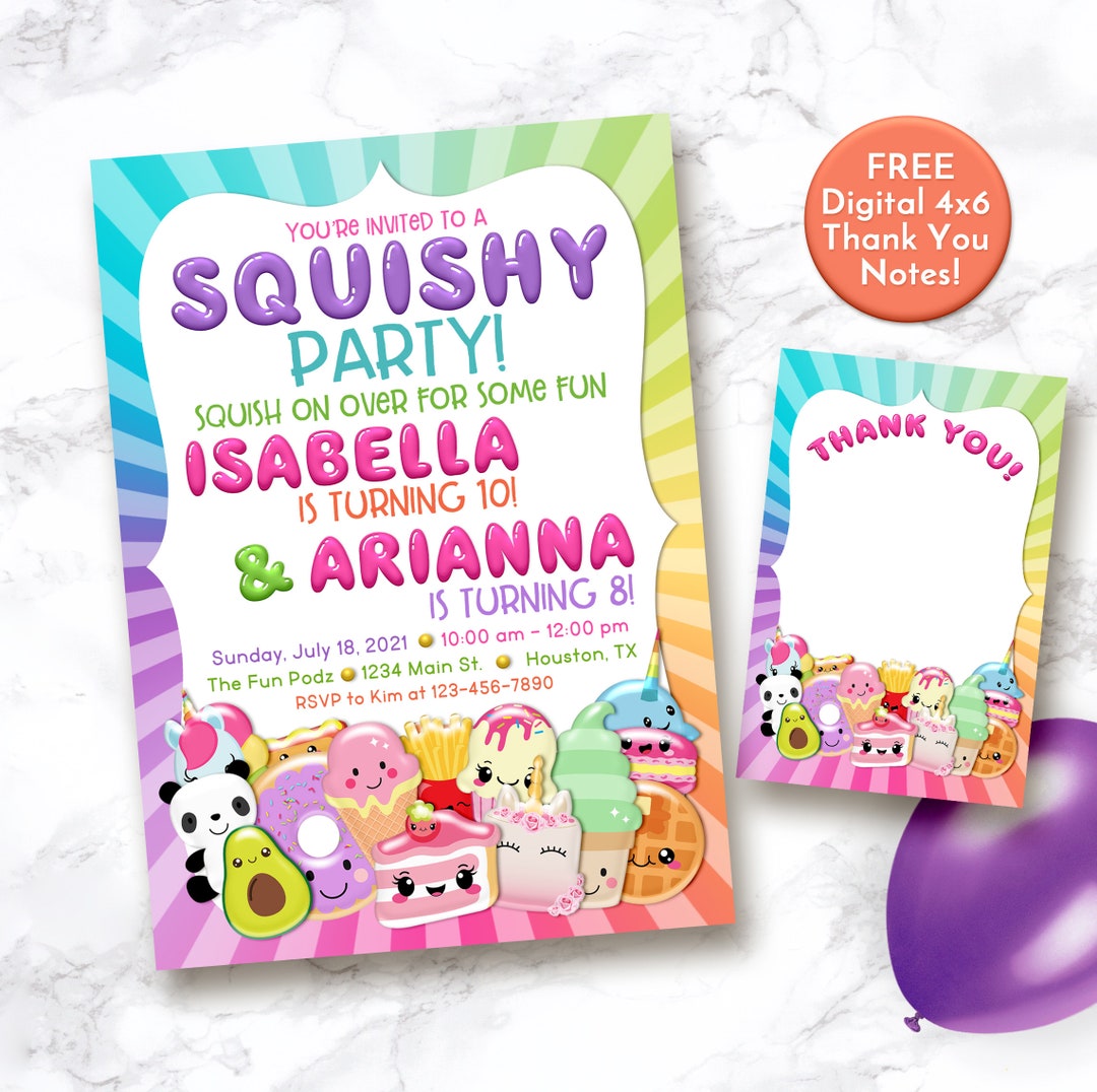 Squishy Party Invitation Squishies Party Invitation - Etsy UK