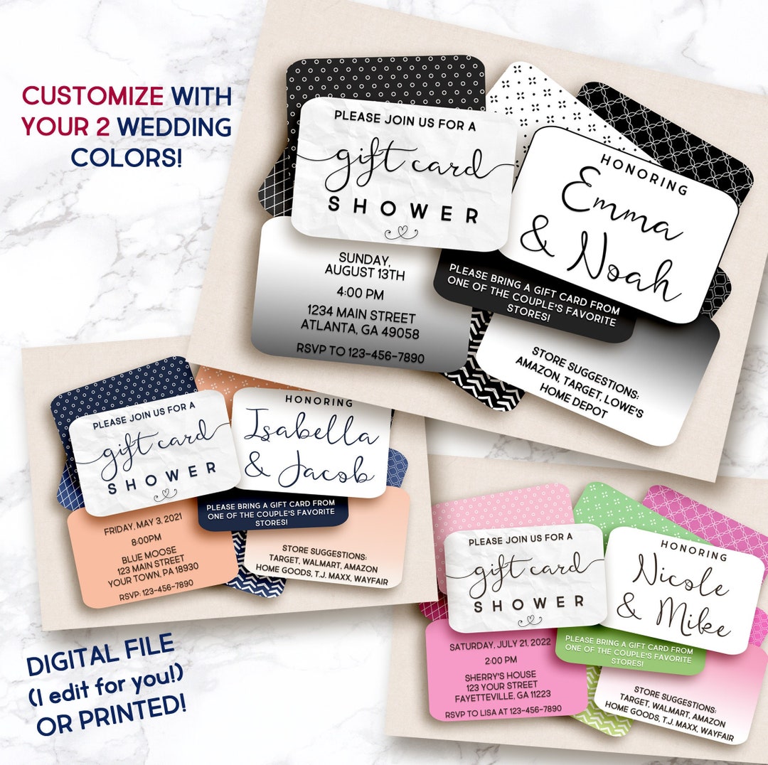 Gift Card Bridal Shower Invitation, Couples Gift Card Shower, Gift Card ...