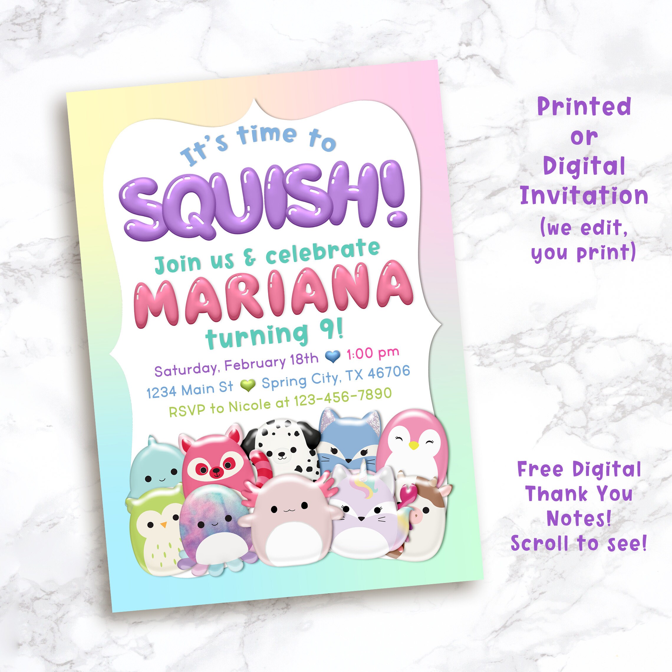 Squishmallow Invitation Squish Party Invitation Squishy Etsy Australia