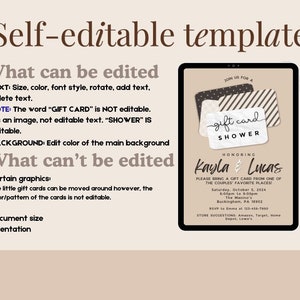 Gift Card Shower Invitation, Instant Download, Printable Editable ...
