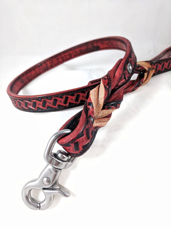 Red Bondage Leather Leash Sub Leash Slave Leash Bondage Etsy