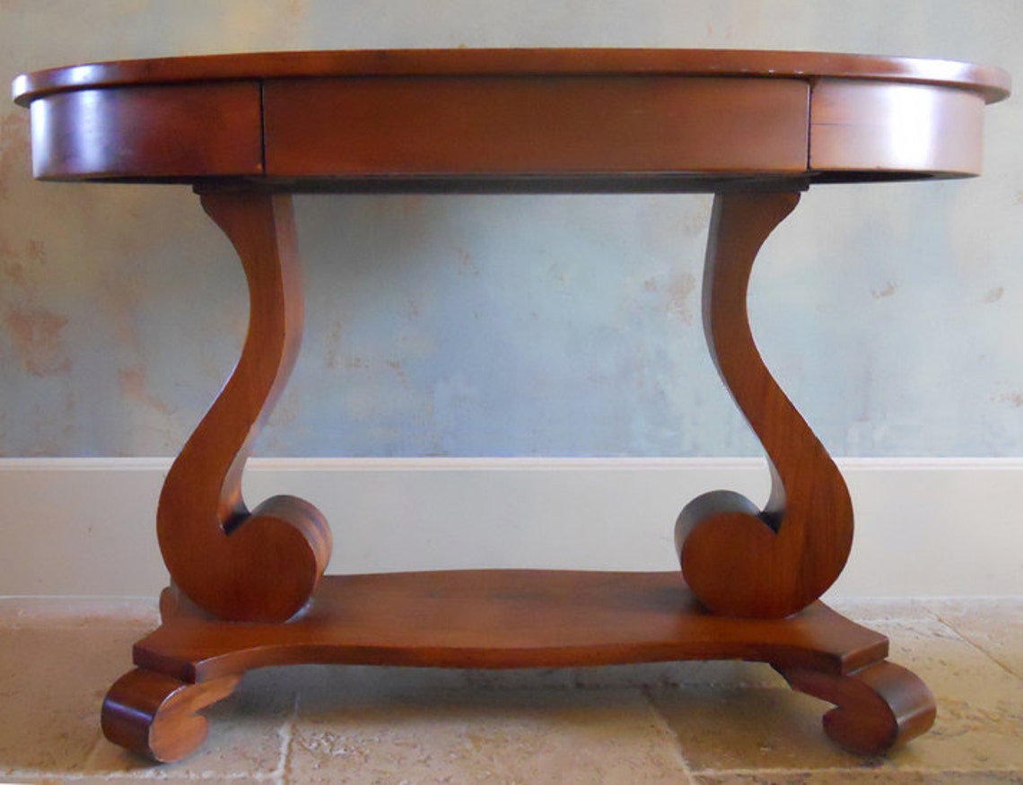 Mahogany Empire Revival Oval Library Table - Etsy