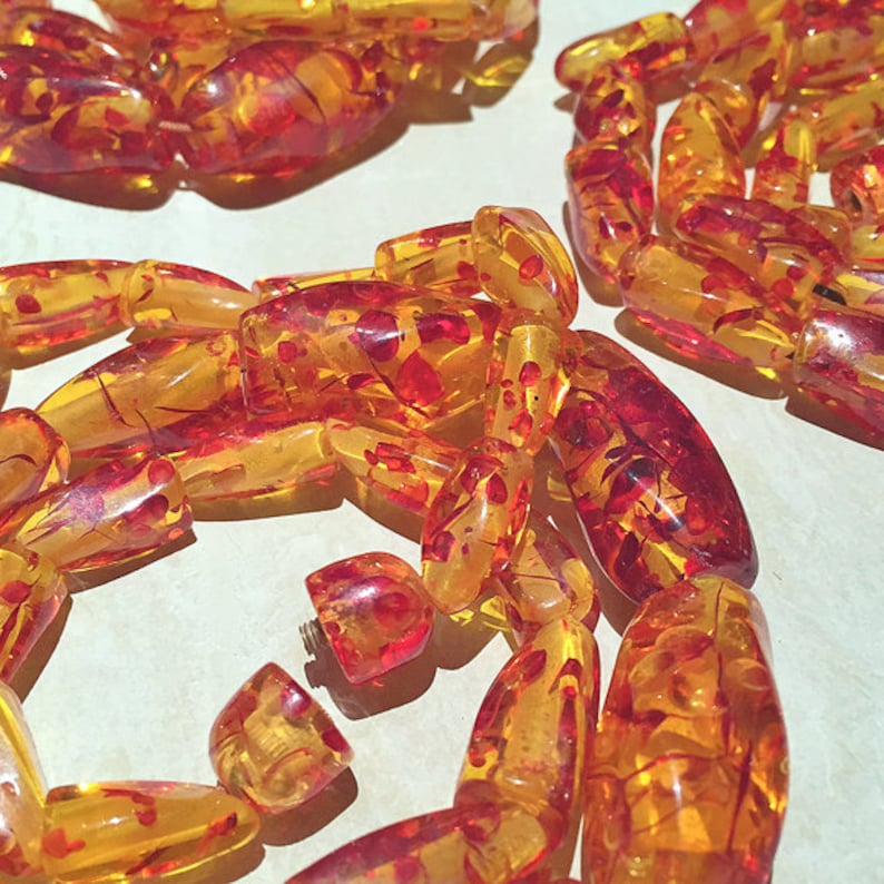 Vintage Faux Amber Confetti Lucite 22 Necklace - Etsy