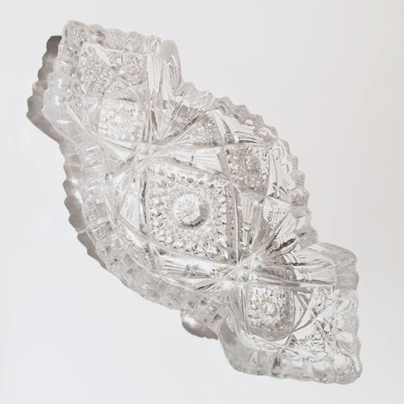 Vintage Eapg Imperial Glass Nucut Relish Trinket Dish Sawtooth Edge Etsy