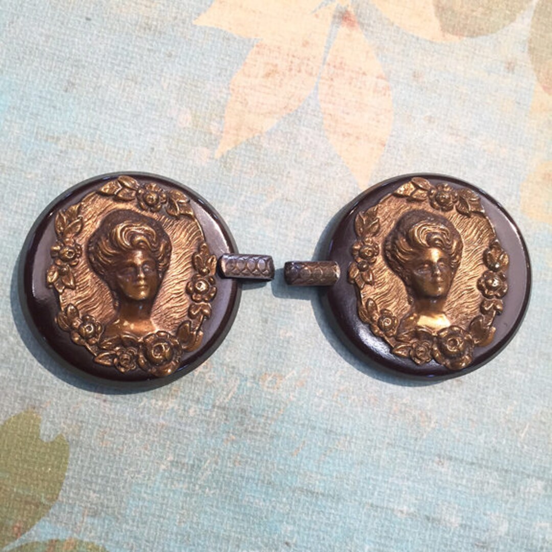 Vintage Art Nouveau Bakelite Gibson Girl Cape Clasp Buttons Circa 1920 ...