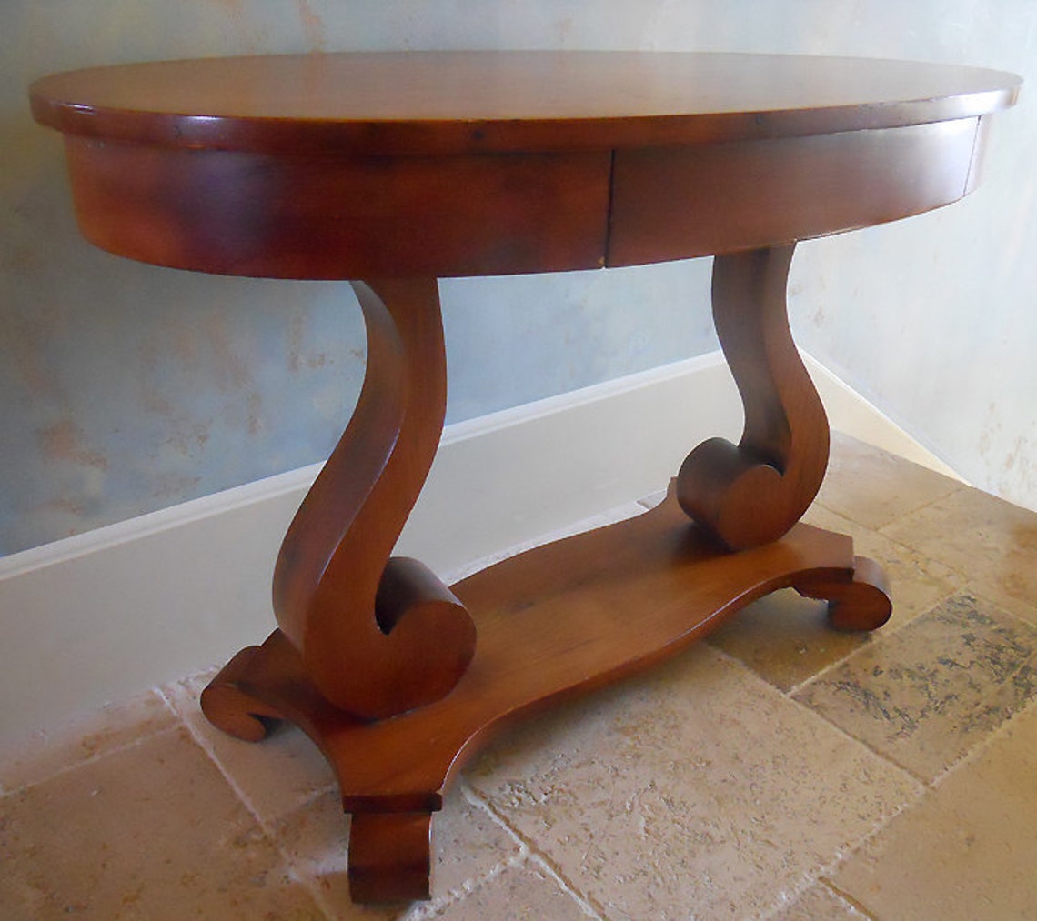 Mahogany Empire Revival Oval Library Table - Etsy