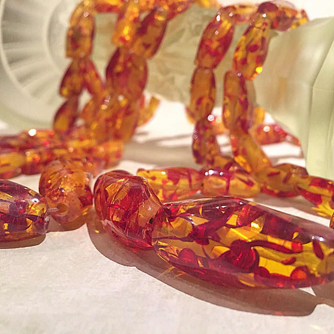 Vintage Faux Amber Confetti Lucite 22 Necklace - Etsy