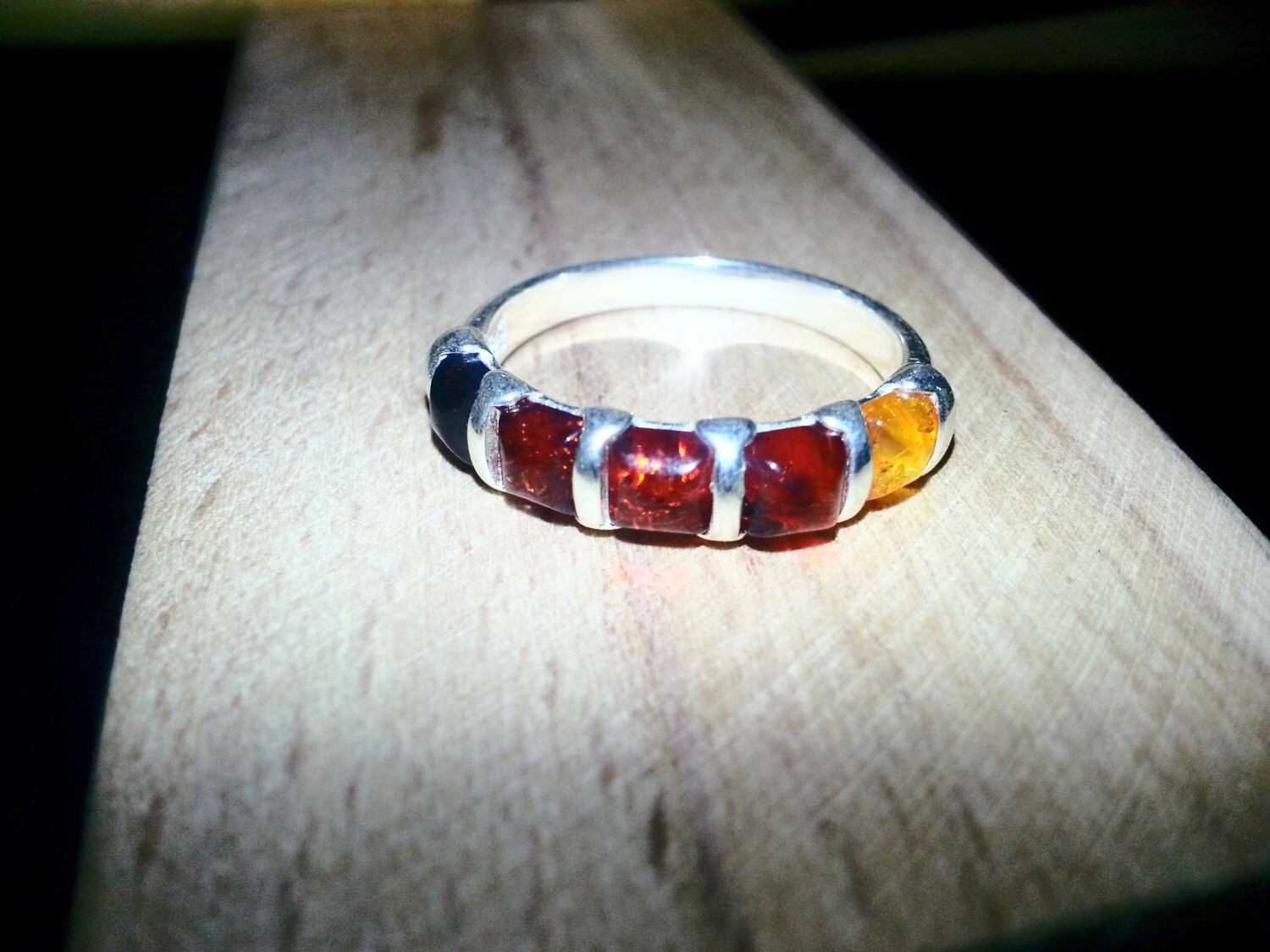 Eco Friendly Sterling Silver 5 Stone Amber Ring - Etsy UK