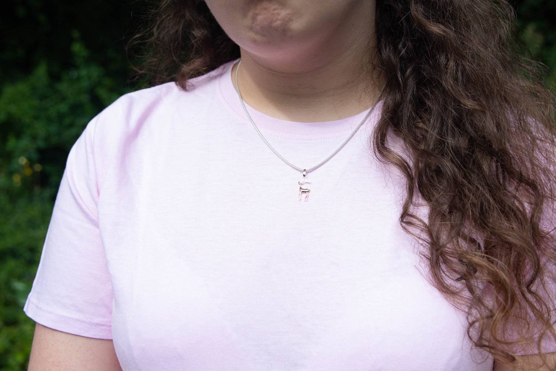 Silver and Rose Gold Stag Necklace With Silver Chain | Stag Pendant ...