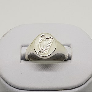 Heavyweight Mens Silver Signet Ring Ireland Harp - Etsy UK
