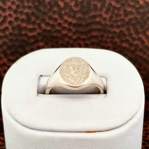 Scottish Thistle Silver Signet Ring for Men | Heavyweight Oval | Rugby ...