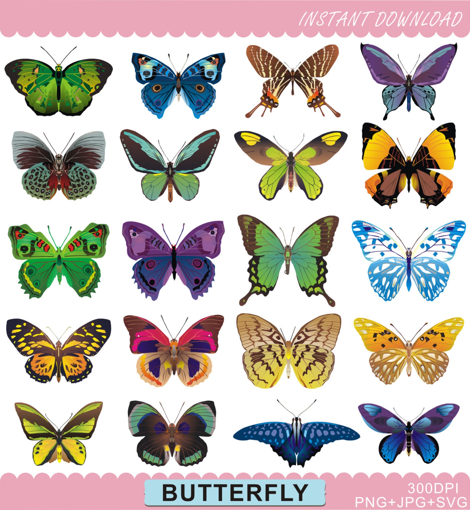 Butterfly Clipart Butterfiles Clip Art Digital Butterfly | Etsy