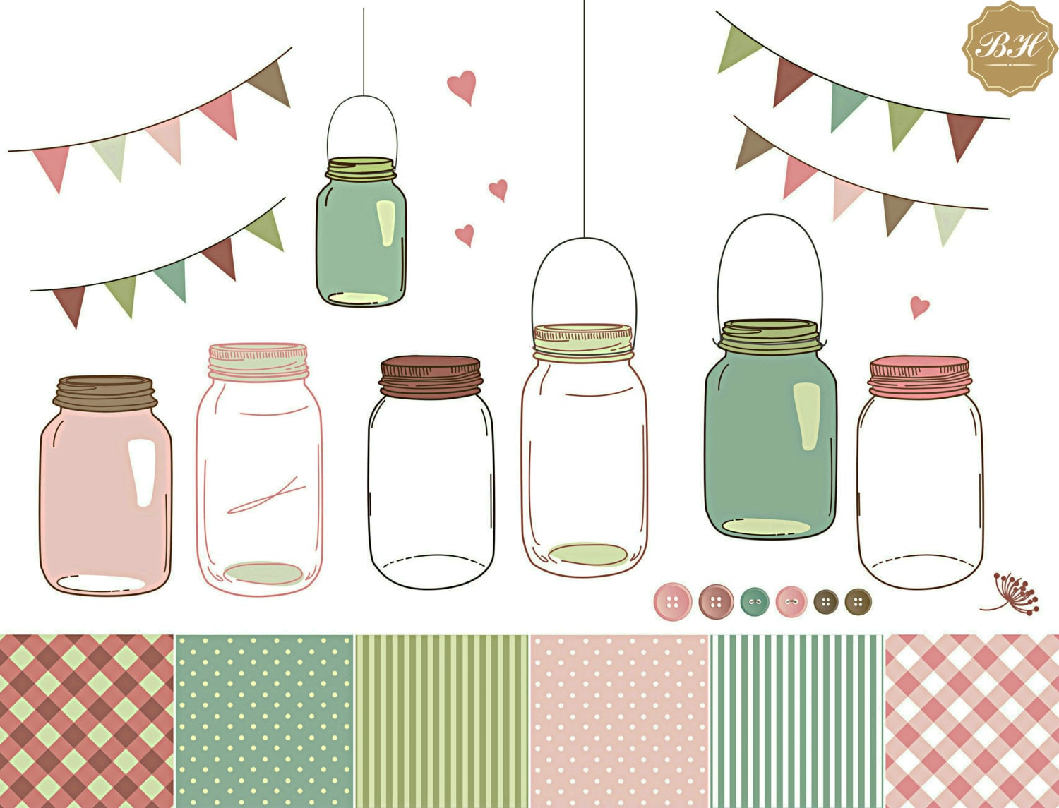 Hanging Mason Jar Clip Art
