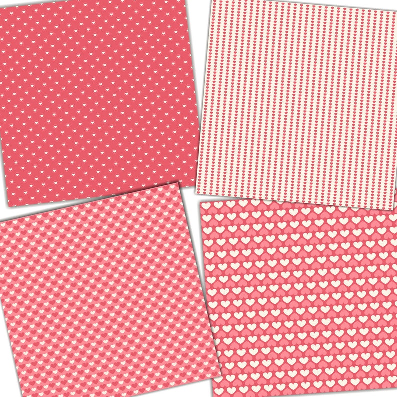 Pink Digital Paper Heart Digital Paper Digital Love Papaer - Etsy