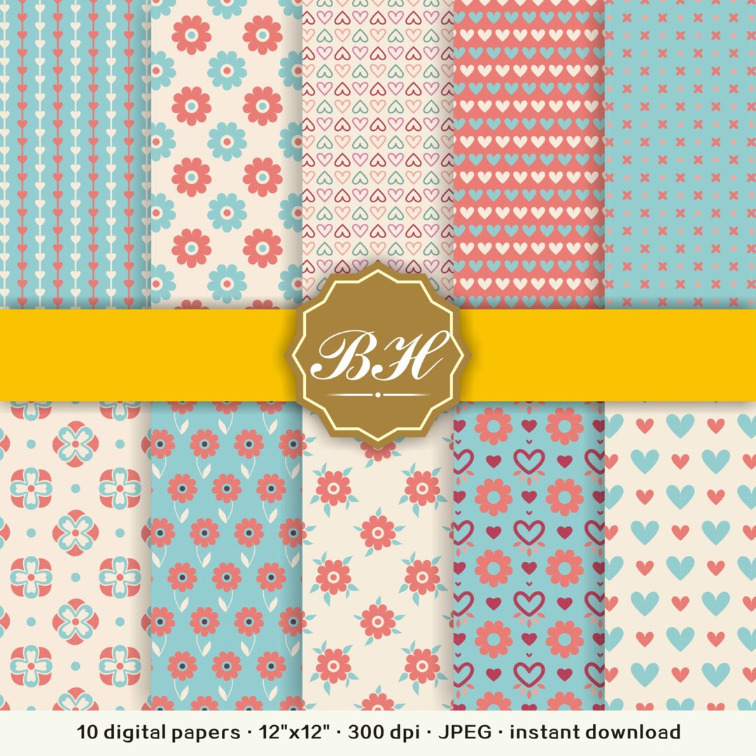 Flower Digital Paper Floral Backgrounds Flower Digital Clip - Etsy