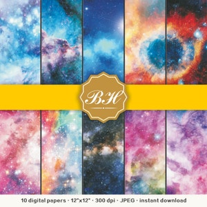 Watercolor Nebula Galaxy Digital Paper Space Digital Paper - Etsy
