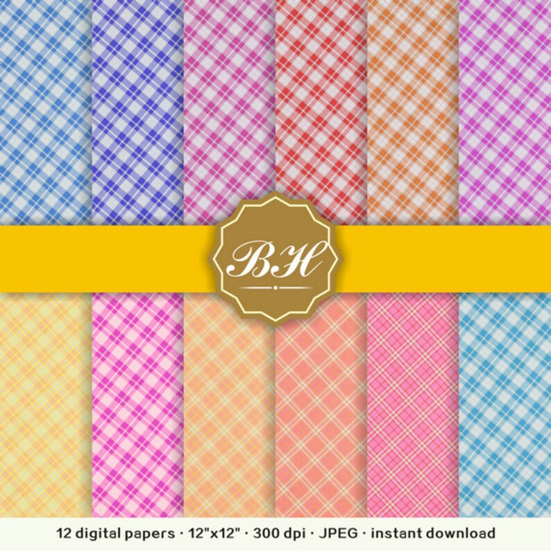 Pastel Plaid Digital Paper Gingham Backgrounds Country Plaid - Etsy