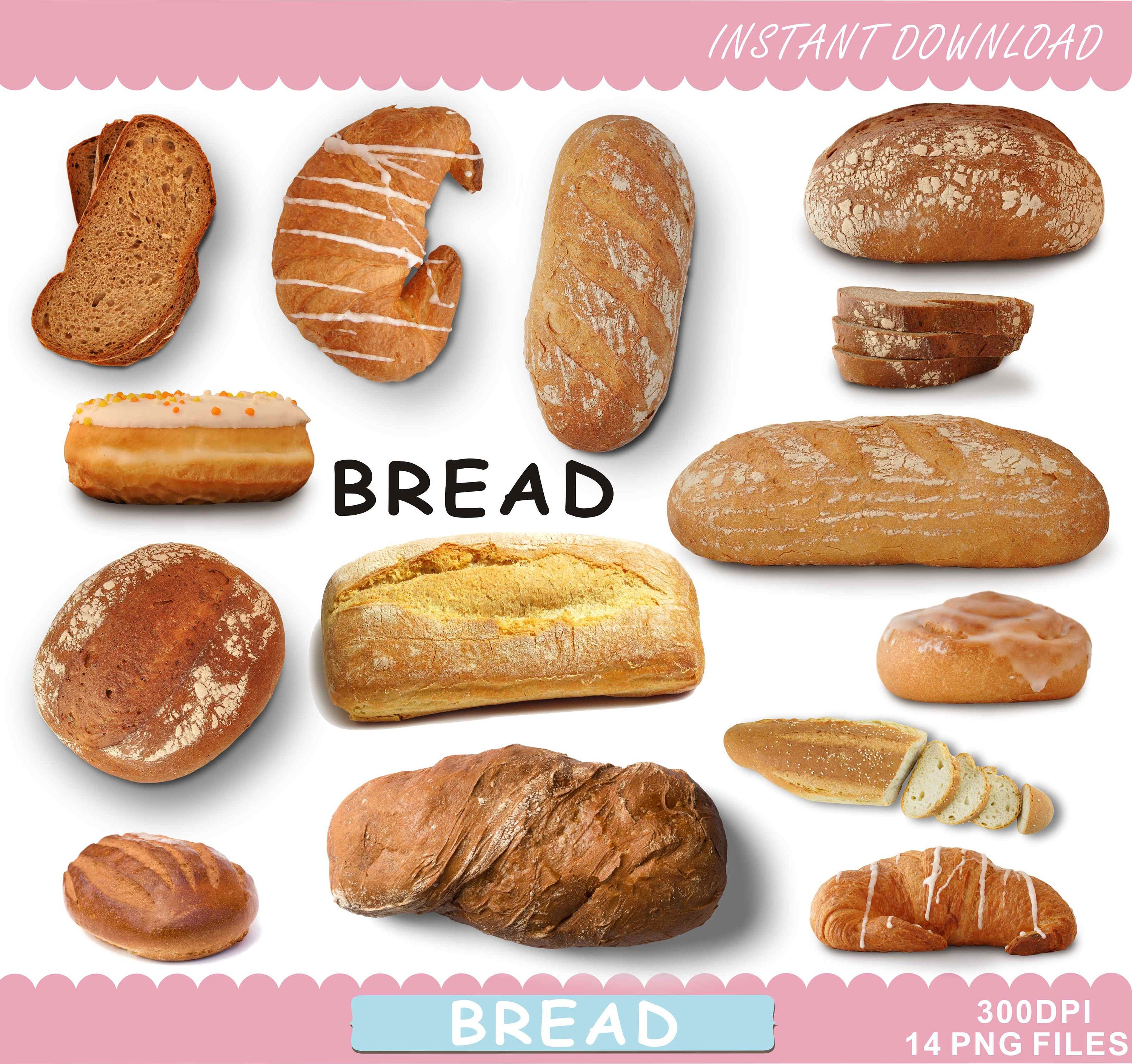 Bread Clipart Food Printables Breakfast Clip Art Bread Clip | Etsy