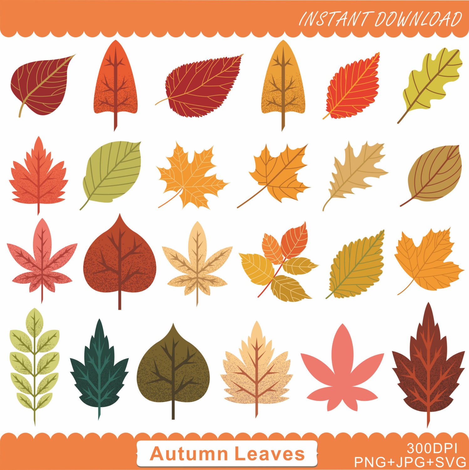 Leaf Clipart Autumn Leaf Clipart Fall Leaf Clipart Tree | Etsy